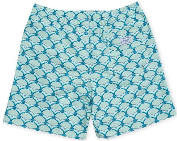 Men's Surfing Dolphins Tails Print Design Swim Shorts In Blue And Teal ...