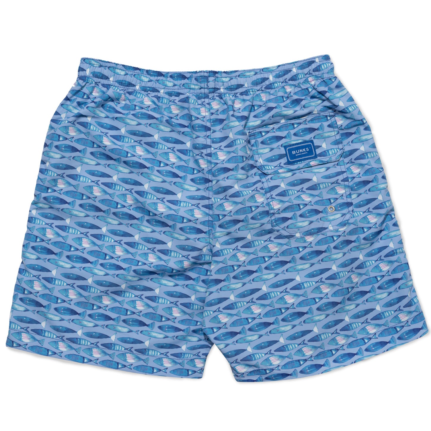 Mens Blue Swim Shorts With 'Fish' Printed Design – BUNKS | Swimming ...
